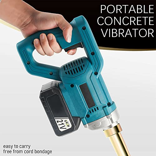 Cordless Hand-held Electric Concrete Vibrator 800W 5000RPM Portable Construction Insertion Vibrator Air Bubbles Remover Level Concrete with 3.3 ft Vibrating Rod, 2 Rechargeable Batteries