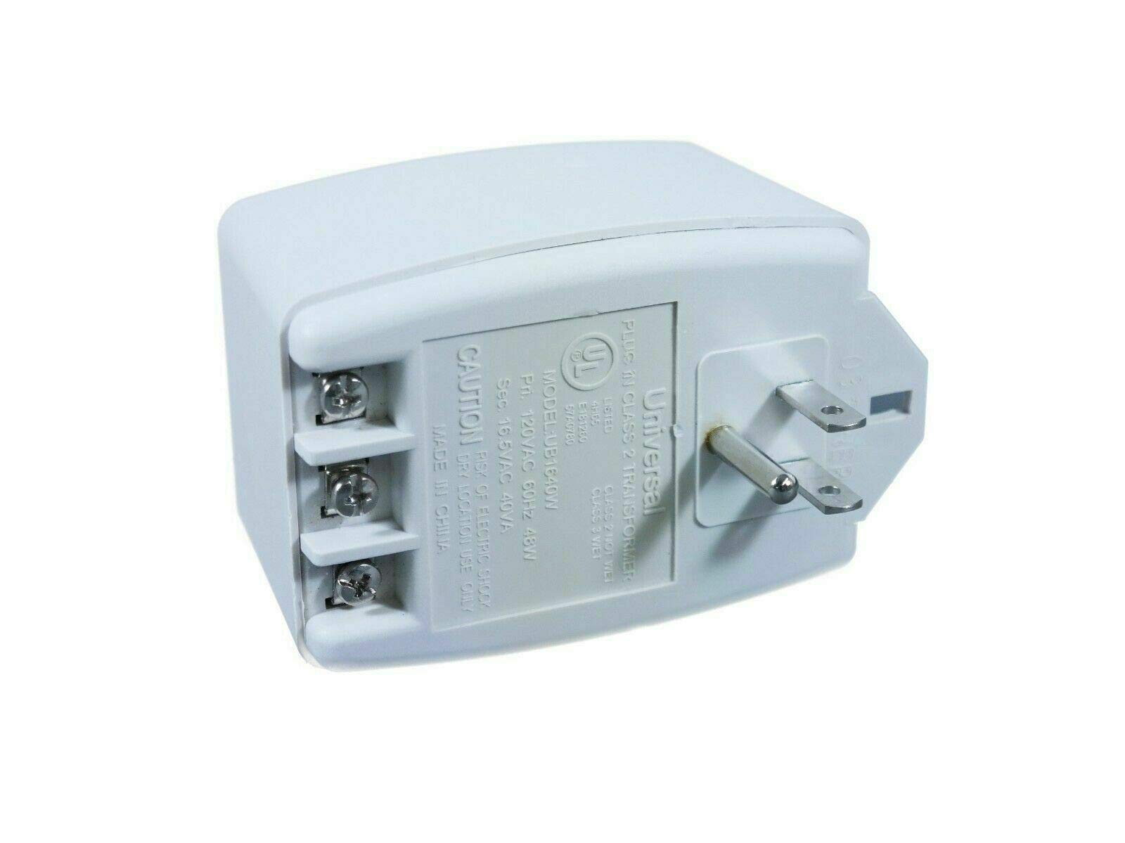 Universal Plug In Transformer Class 2 Input120VAC Output16.5VAC 40VA