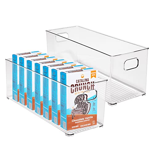 Clear Plastic Storage Bins, Stackable Pantry Organization and Storage Containers Clear Organizing Bins, Cabinet & Pantry Organizer Bins for Organizing Bathroom, Kitchen, Fridge, Freezer Organizer Bins