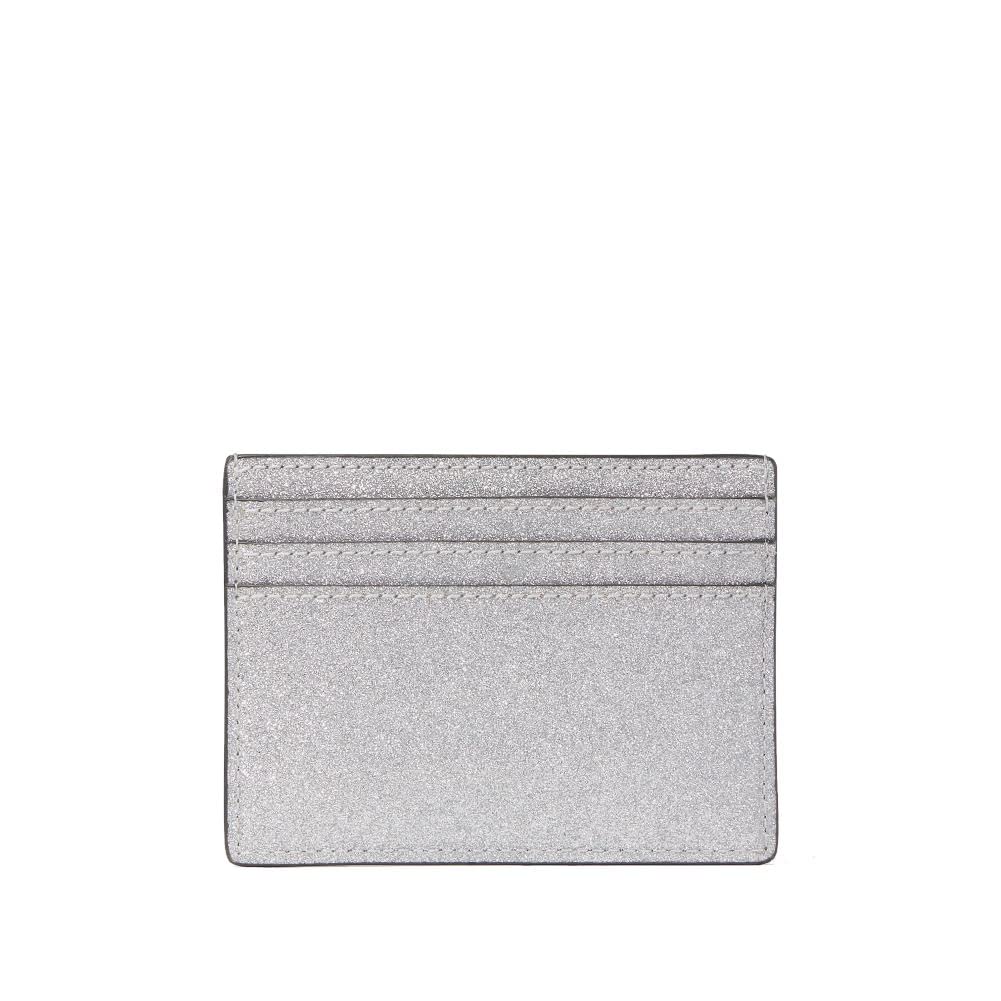 Kate Spade New York womens wallets Shimmy Glitter Boxed Small Cardholder (Lunar Light Silver)