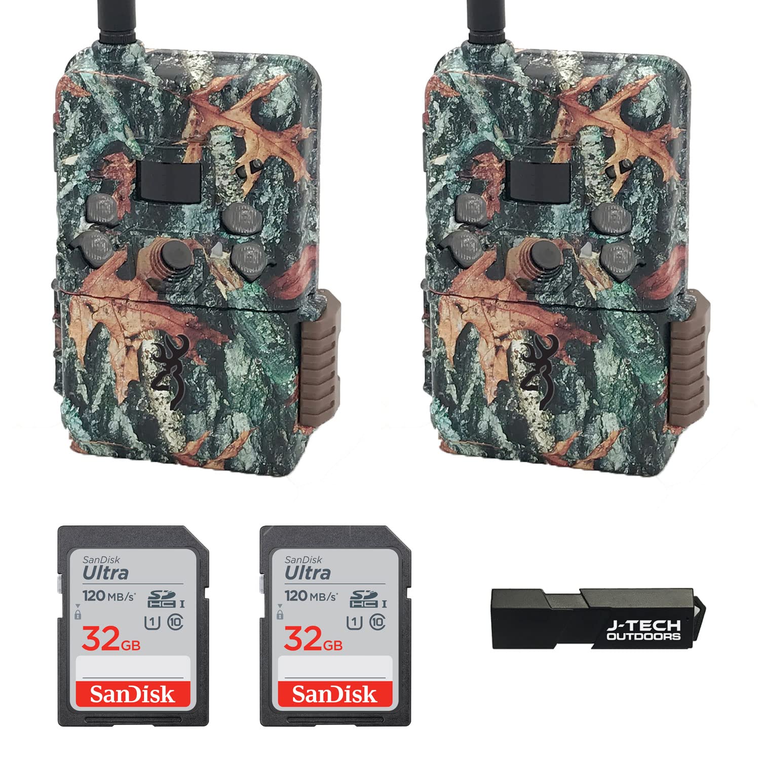 Browning (2) Defender Wireless Pro Scout Cellular Trail Game Camera (Verizon) Bundle Includes 32GB Memory Card and J-TECH Card Reader (18MP) | BTCDWPS-VZW