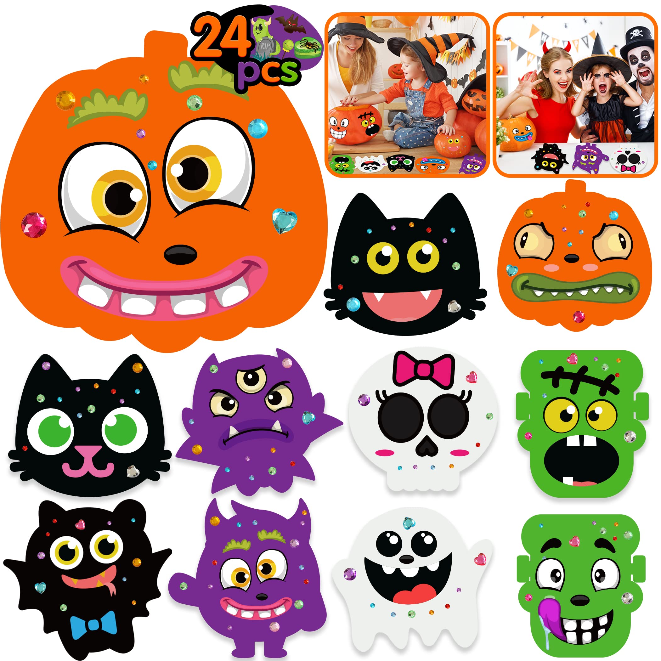 NC Halloween Craft Kits for Kids Halloween Foam Crafts Pumpkin Crafts for Kids Self Adhesive Halloween Stickers for Kids Halloween Party Crafts Decorations Halloween Craft Kits