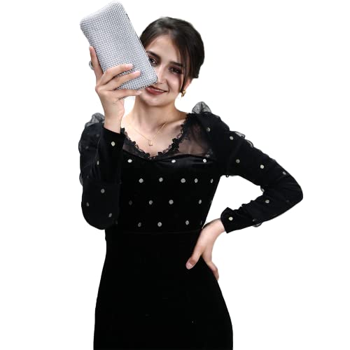 BESTYROCLY Silver Clutch Purses for Women Wedding,Rhinestone Purse Evening Bag Bride Handbag