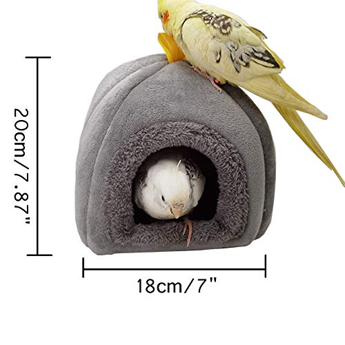 Extra Warm Bird Nest House Parrot Hanging Hammock for Cages,Winter Bird Shed Hut Soft Snuggle Cave Tent Cozy Hideaway,Pet Plush Sleeping Bed for Hamster Parakeet Cockatiel Conure Lovebird (Grey)