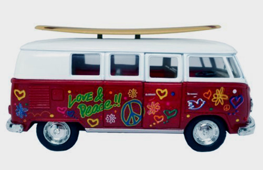 Hawaiian Collectible 1962 Bus Peace & Love with Surfboard