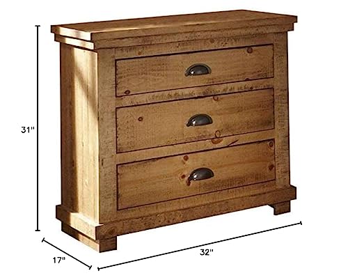 Progressive Furniture Willow Nightstand, 32" x 17" x 31", Distressed Pine