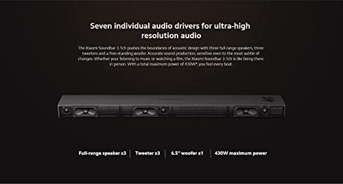 Xiaomi Soundbar 3.1ch, 430W Max Power, 3.1ch DTS® Virtual X Sound, One-tap to Play Audio with NFC, Wireless and immersive subwoofer Experience