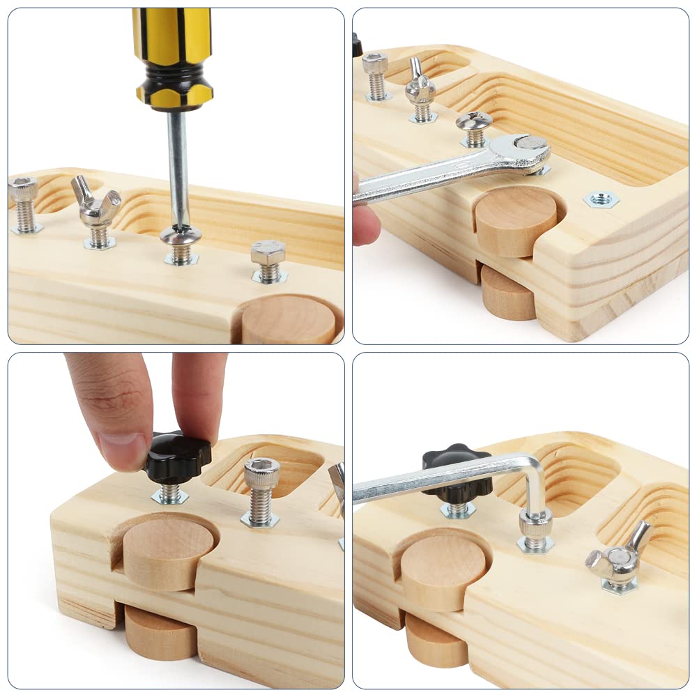 YGORTECH Montessori Wooden Screw Driver Board for Kids, Montessori Toys for 3 Year Old, Basic Skills Educational Sensory Learning Toy for Kids Toddlers Preschool.