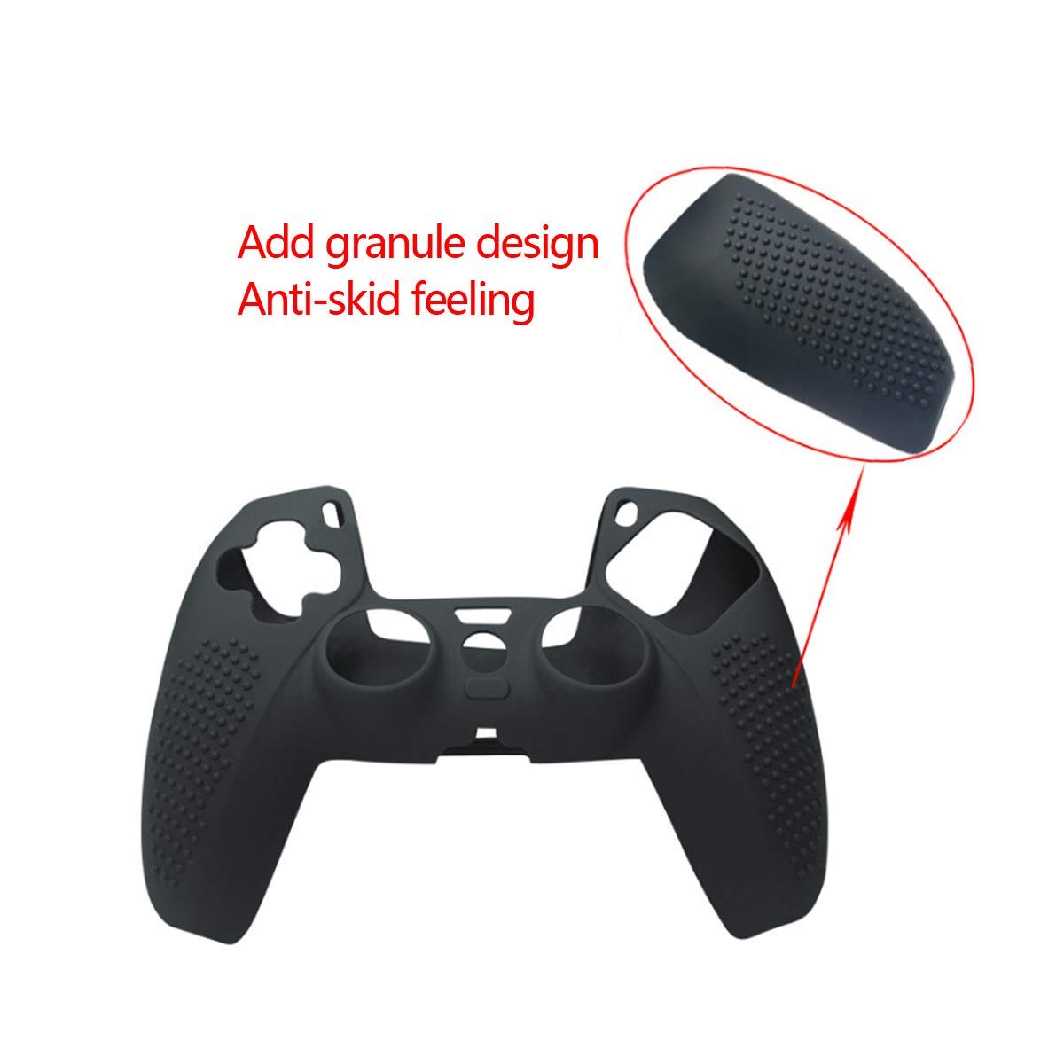 Anti-Slip Grip Skin Silicone Case Cover for PS5 Gamepad, Skin-Friendly Soft Protection Case Cover for PS5 Controller,Dustproof Durable Controller Grip Protector Ant (Black)