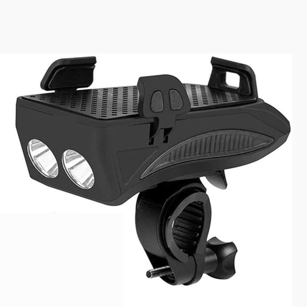 Bicycle Headlight Bike Lights USB Rechargeable 4 in 1 Multifunction Bicycle Headlight with Mobile Phone Stand 4000 MAH Power Bank 130 dB Speaker 400 Lumen IPX65 Waterproof Bike Headlight