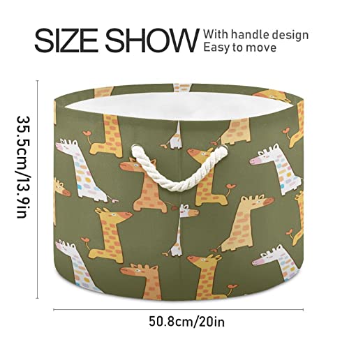 xigua Large Basket for Toys Cartoon Giraffe Storage Bin Box Kids Laundry Hamper Collapsible Fabric Organizer Bin for Nursery Clothes, Toys, Books, Home Decor227