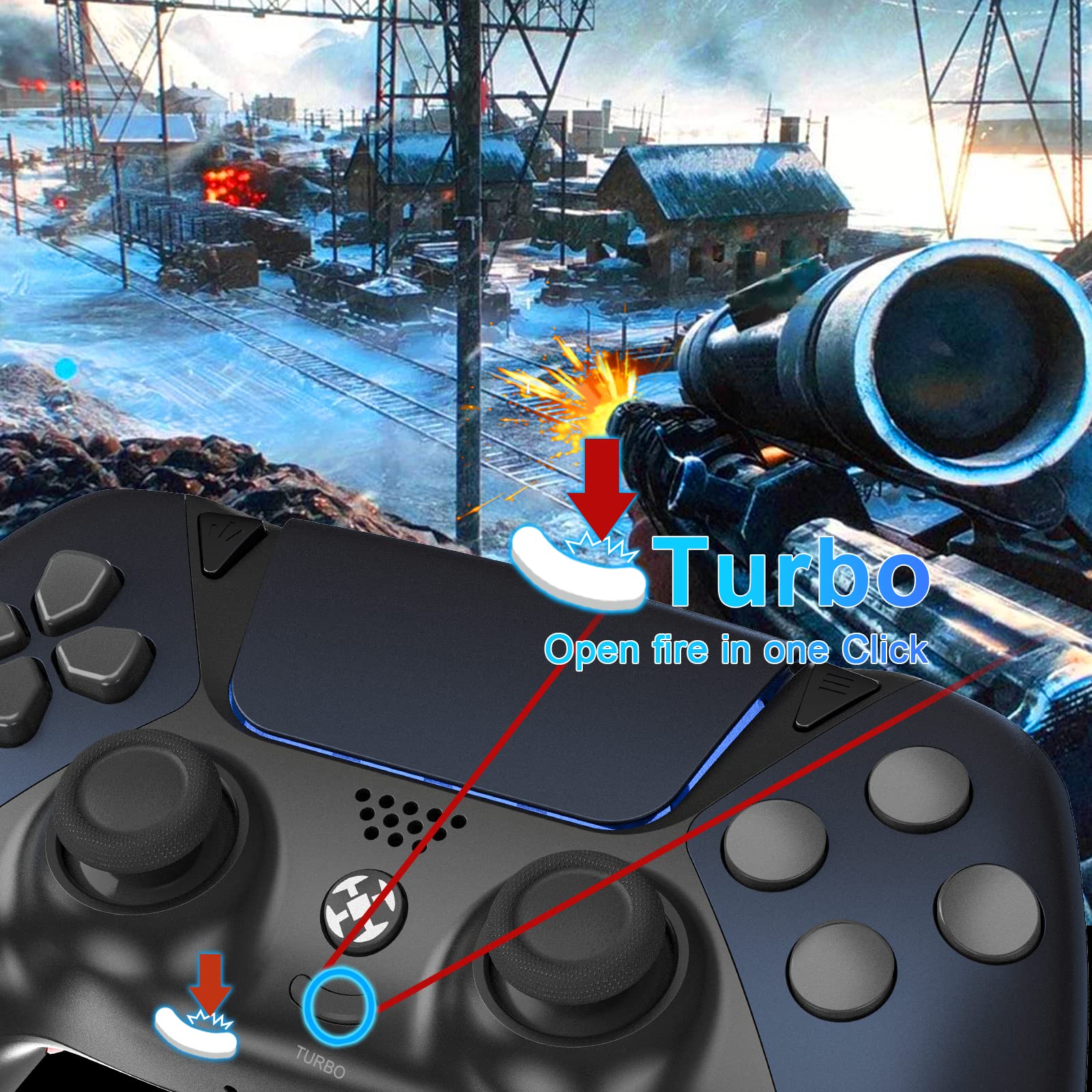 AUGEX Wireless Controller for PS4 Controller, Ymir GamePad for Playstation 4 Controller with Turbo, Steam Gamepad Work with Back Paddles, Scuf Controllers for PS4/Pro/Silm/PC/IOS