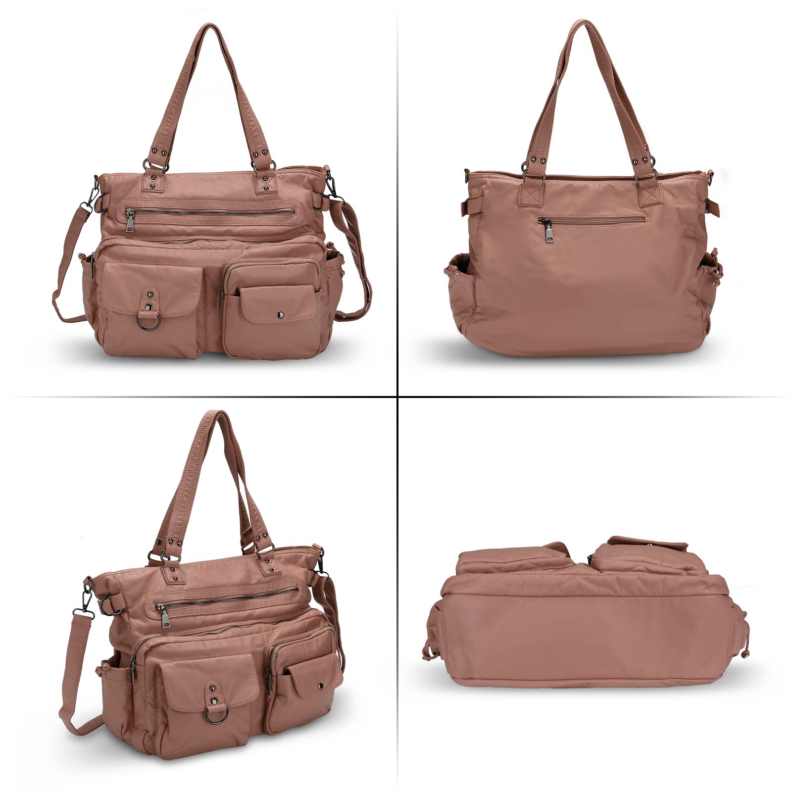 BAIGIO Handbags for Women Large Hobo Shoulder Bags Soft PU Leather (apricot)