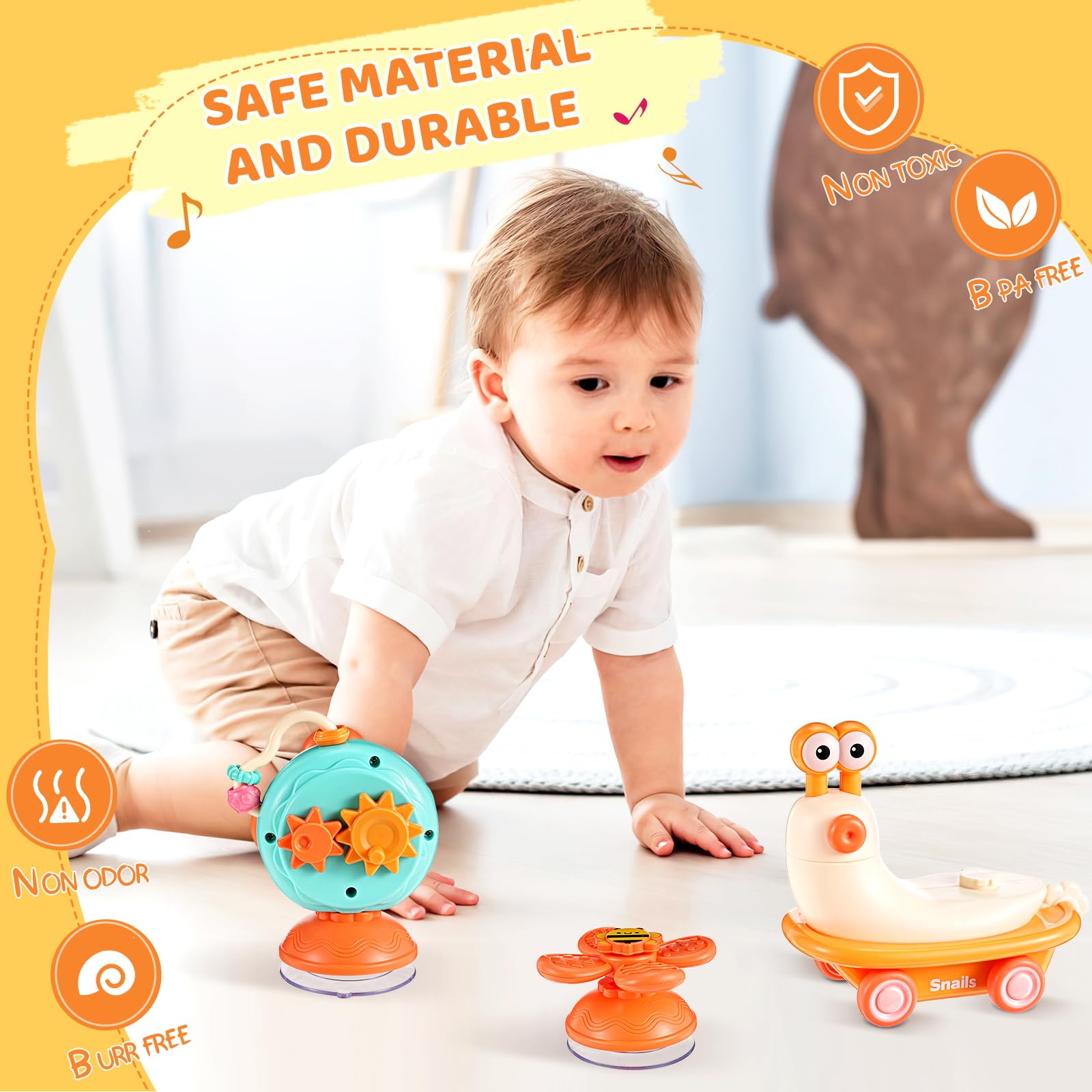Augot Suction Cup Spinner Toys for Baby - Toddler Sensory Montessori Educational Fine Motor Skills Toys Learning Activities - Gifts for 3 Year Old Boys Girls Infant Bath Toys