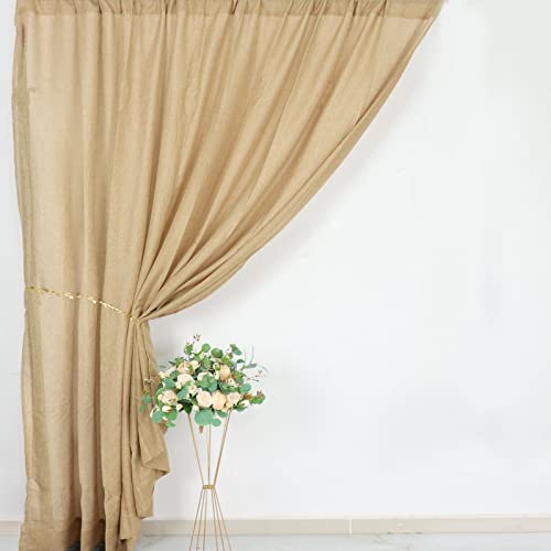 Efavormart 8ftx8ft Rustic Faux Burlap Photography Backdrop Curtain Drapery with Rod Pockets, Natural Jute Photo Booth Backdrop Panel