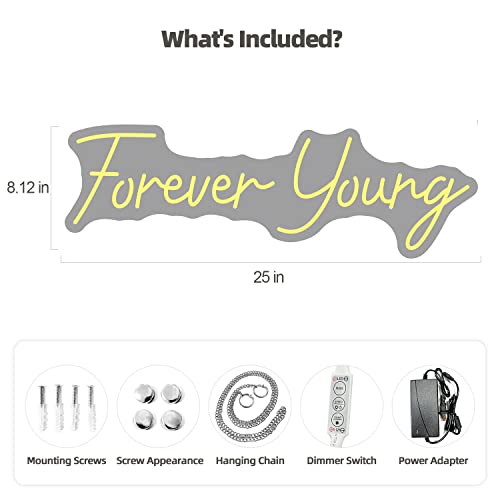 Forever Young Neon Sign With Dimmable Neon Night Wall Decor For Wall Art Decor For Girls Birthday Party Wedding Living Room Office Bar Bedroom Decor Reusable Warm White
