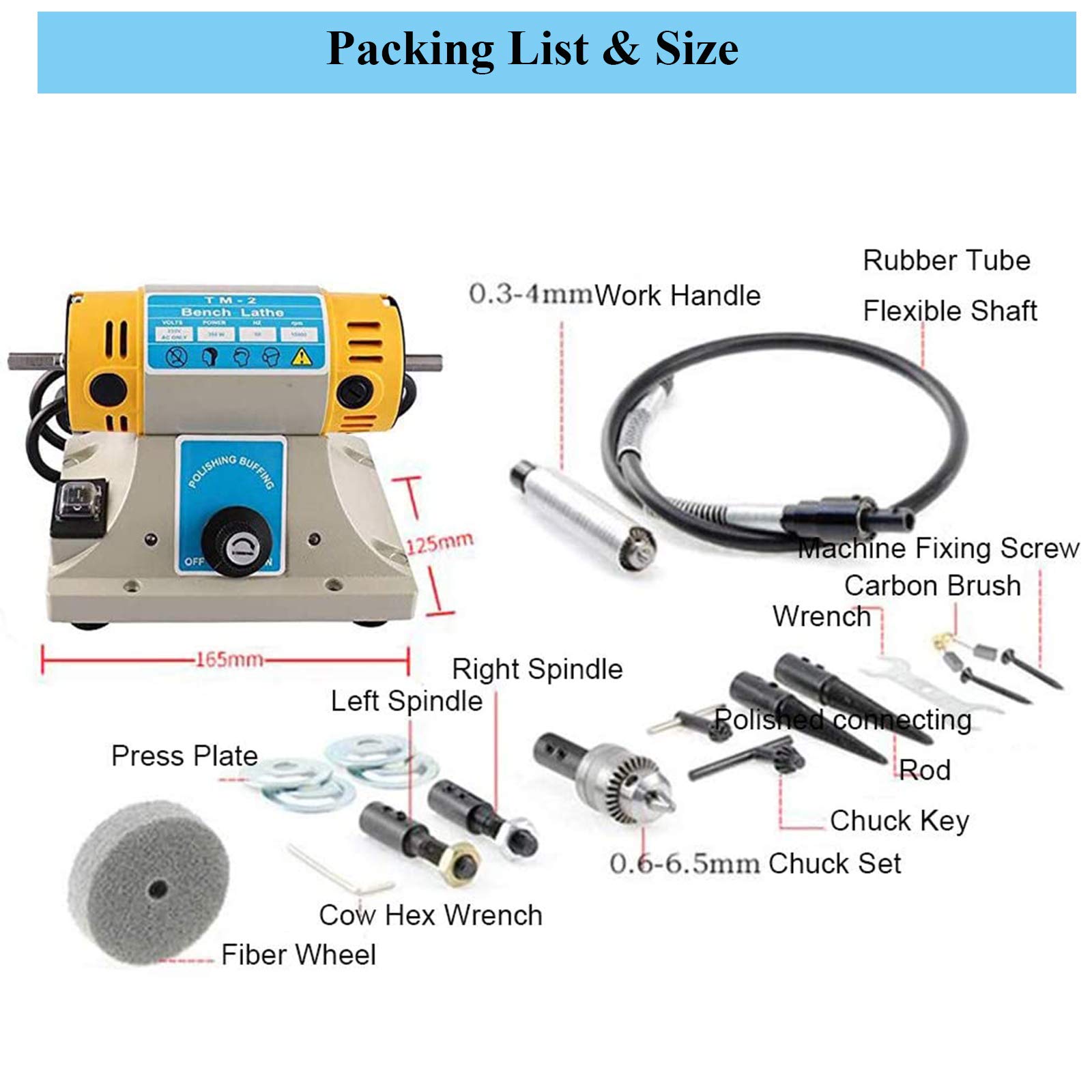 Electric Bench Buffer Polisher, 350W Mini Jewelry Rock Polishing Grinding Buffing Benchtop Tool Kits, Variable Speed 0~10000 RPM, DIY Rock Gem Jade