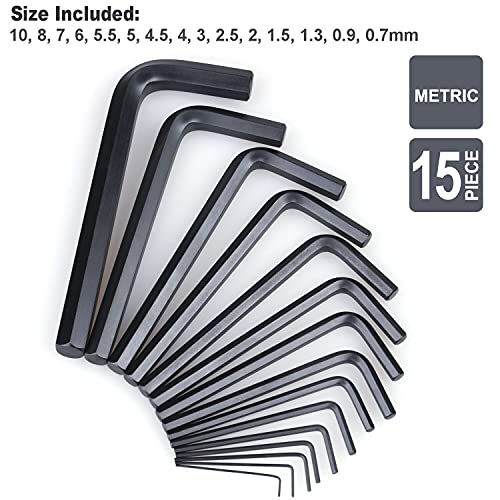 EFFICERE 30-Piece Premium Hex Key Allen Wrench Set, SAE and Metric Assortment, L Shape, Chrome Vanadium Steel, Precise and Chamfered Tips | SAE 0.028-3/8 inch | Metric 0.7-10 mm | In Storage Case