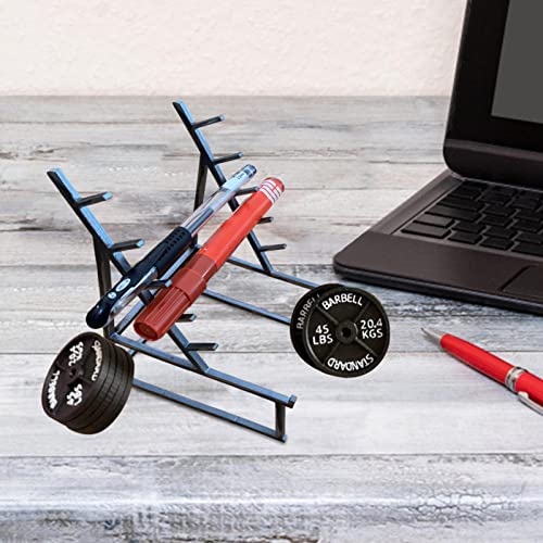 Barbell Holder Pen Organizer, New Squat Rack Decorations with Weights and Barbells, Creative Squat Rack Shape Pencil Stand, Stationery Container for School Supplies