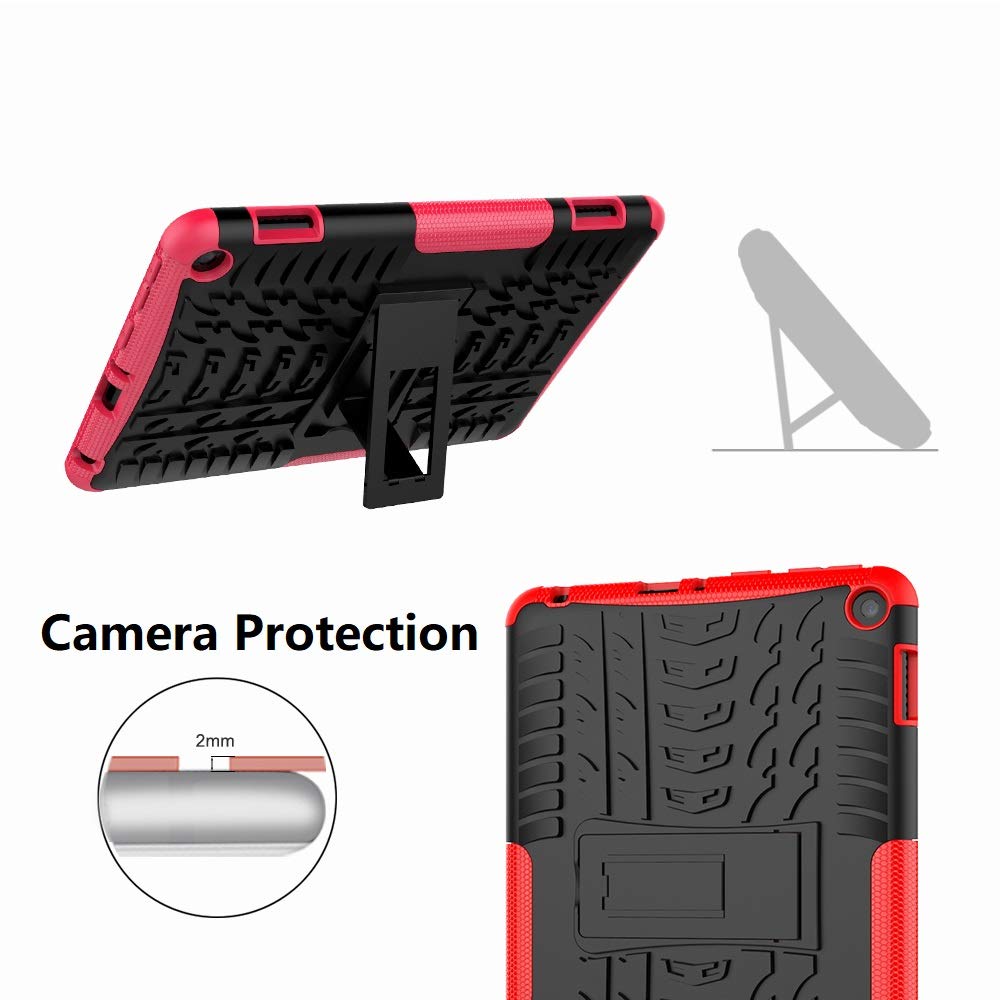 Boskin for Kindle Fire hd 8 case Fire hd 8 Plus case 2020 Release 10th Generation,Shockproof Kickstand Cover (Black-Black)