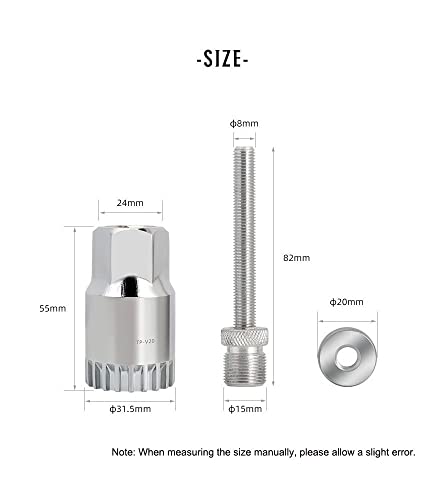 Bike Bottom Bracket Tool Bicycle Bottom Bracket Remover 20 Teeth Square Hole Spline Repair Wrench Mountain Road Bike Spanner Wheel Puller Removal Tools Bicycle Bottom Bracket Removal Tool