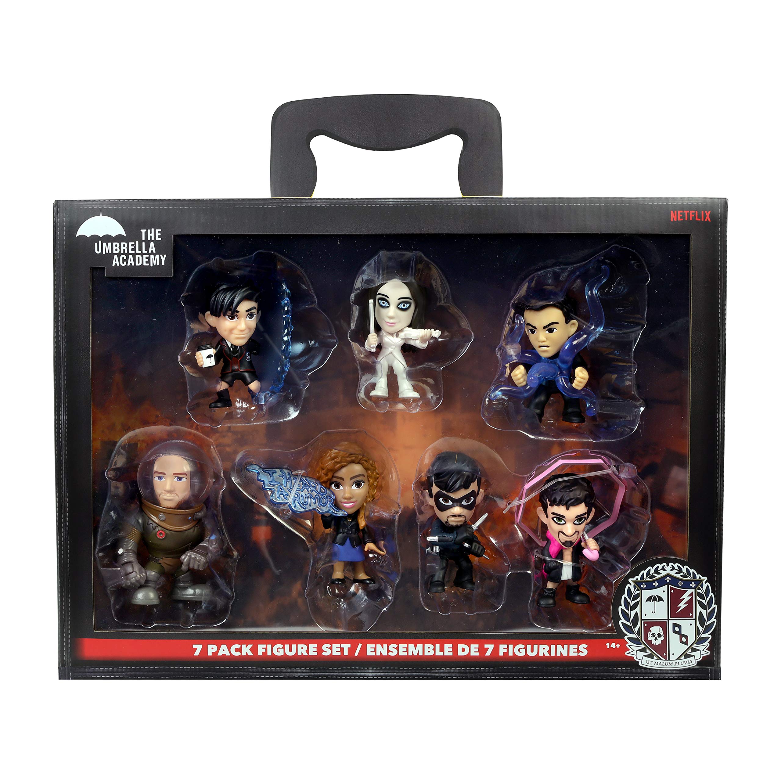 Just Play The Umbrella Academy 7-Pack Figure Set, Collectible Figurines, Figure Size Varies, Kids Toys for Ages 14 Up, Amazon Exclusive