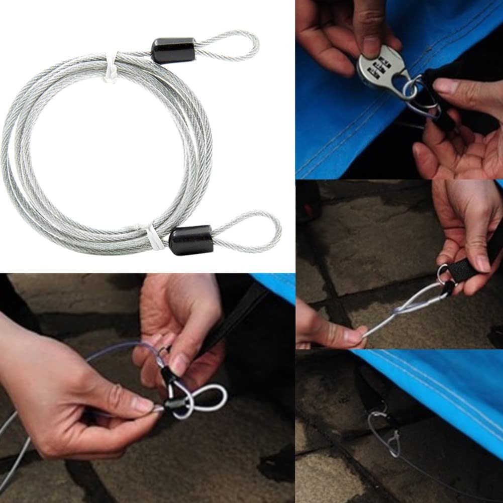 Bike Cable Lock Double Loop Braided Steel Cable Flexible Lock No-Theft 78.7"(White)