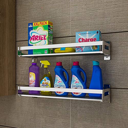 DRNKS Kitchen Wall Shelf Bathroom Wall Hanging 304 Stainless Steel Punch Free Wall-Mounted Household Multifunctional Seasoning Shelf Suitable for Kitchen ( Size : 30cm )