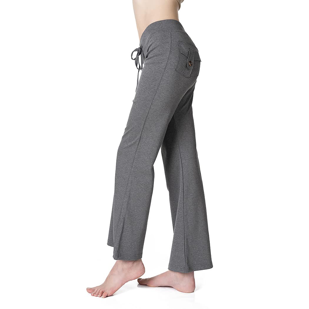 BBJXCIFW Yoga Pants Women Drawstring Sweatpants with Pockets Wide Straight Leg (Medium, Dark Grey)