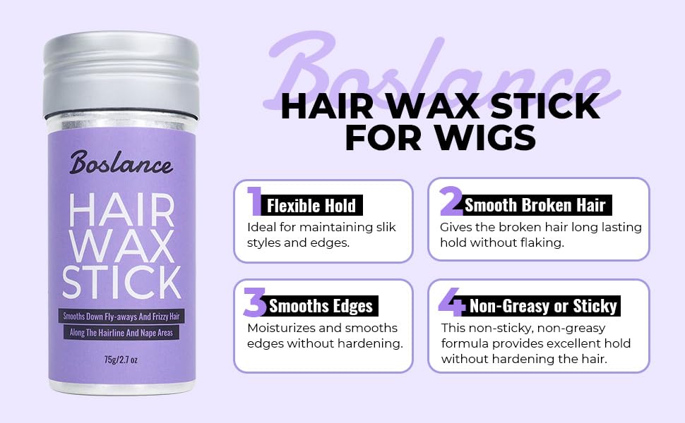Boslance Hair Wax Stick - Smoothing Pomade for Flyaways, Women, Kids, and Slick Hairstyles