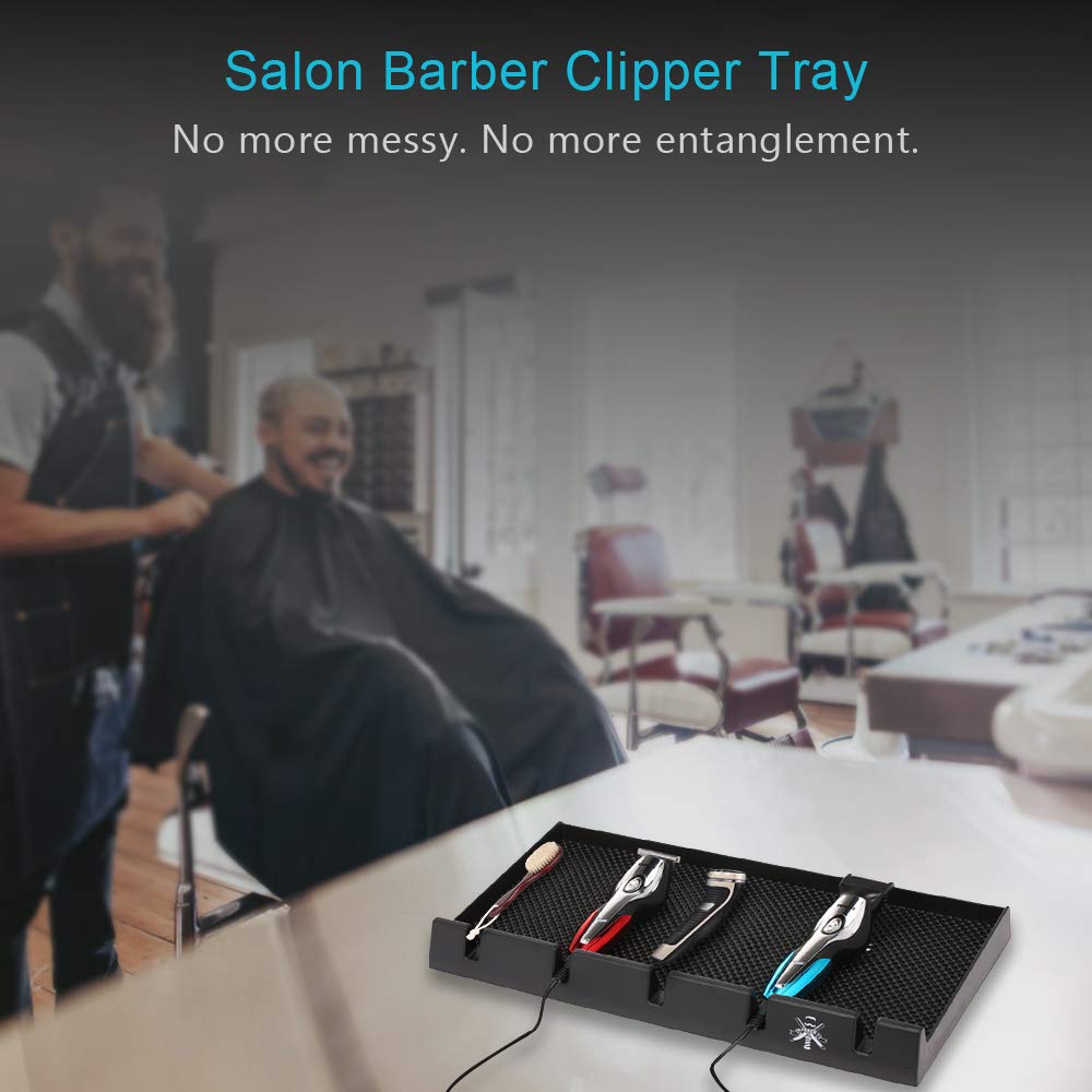 Barber Clipper Tray,Professional Anti-slip Heat Resistant Salon Clippers Organizer Razor Case with 5 Slots Hair Trimmer Holder