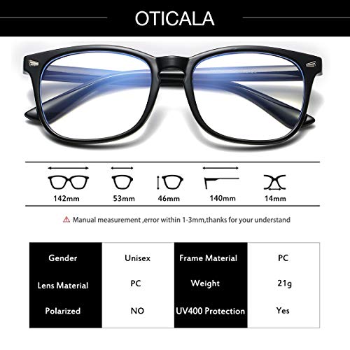 Blue Light Blocking Glasses, OTICALA Computer Screens/Gaming/TV/Smart Phones Anti Eyestrain Glasses for Women Men 2 Pack(Black+Pink)
