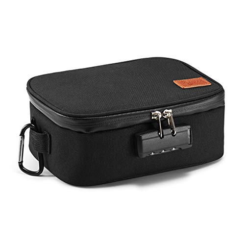 E EGOOZ Large Smell Proof Storage Stash Locking Bags with Combination Lock, Waterproof Smell Proof Box Case For Home & Travel Use, 9 X 6.5 X3.5 Inches-Black…