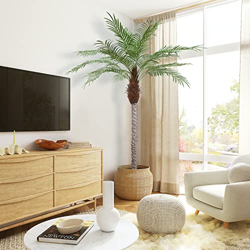 AnTing Artificial Palm Tree 8.5ft Tall Trees Plants 18 Leaves 102in Outdoor Palm Trees for Outside Patio Trees for Decor (Set of 2)