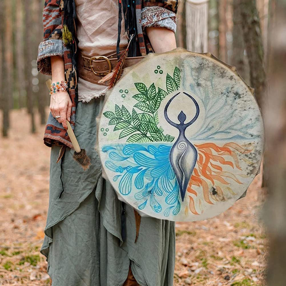 BTSEURY Shaman Drum Siberian Drum Spirit Music Handmade Shamanic Drum with Drum Stick Home Decor