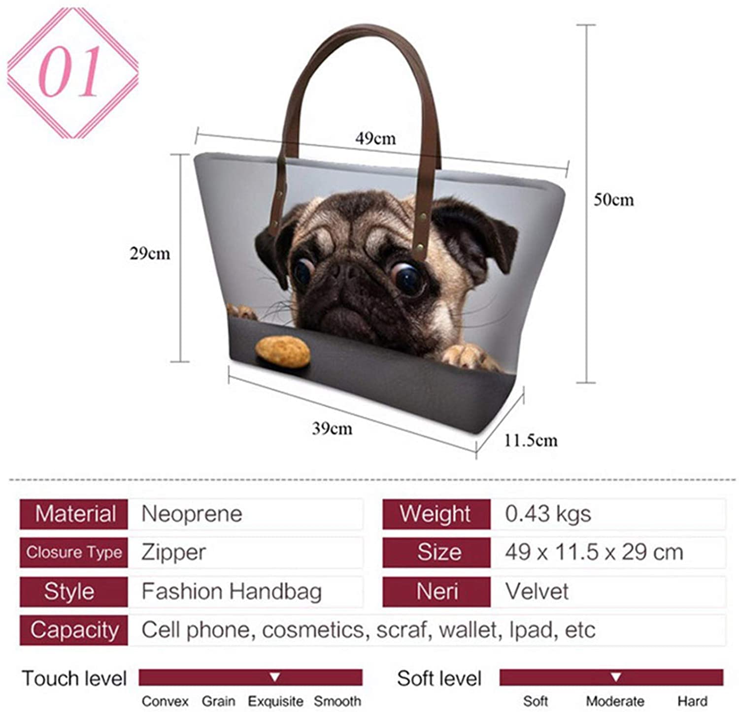 Wideasale Handle Shoulder Bag for Women Large Capacity Flower Pink Ribbon Tote Handbags Meaningful Gift,Breast Cancer Awareness