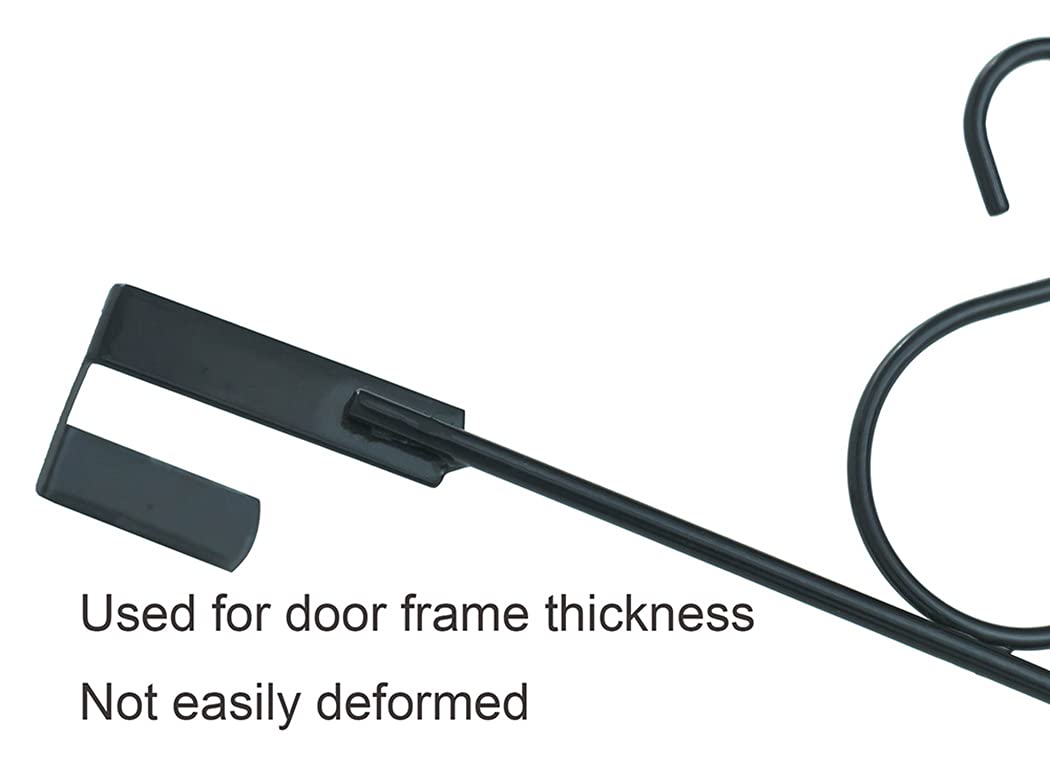 eywlwaar Over The Door 7 Hanger Rack Metal Rack for Home Use Hats Coats Key Bag Clothes Scarfs Hooks and Love Design (Black)