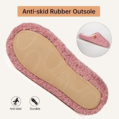 EverFoams Womens Slip On Home Slippers Soft Memory Foam House Slippers for Ladies Indoor (7-8, Pink)