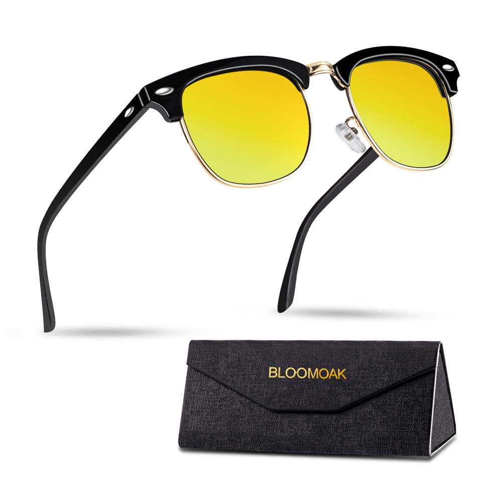 Bloomoak Night Driving Glasses for Men Women, Classical Design | Semi-Frame | Metal Rivets | Polarized| UV400 ProtectionâŚ