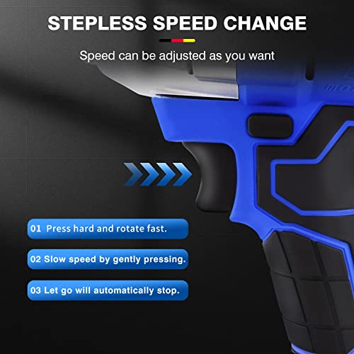 Cordless Impact Wrench 1/2 inch,420N.m Max Torque, Brushless Power Impact Gun, 6.0Ah Li-ion Battery with Fast Charger, 4Pcs Sockets, Electric Impact Driver for Car Home