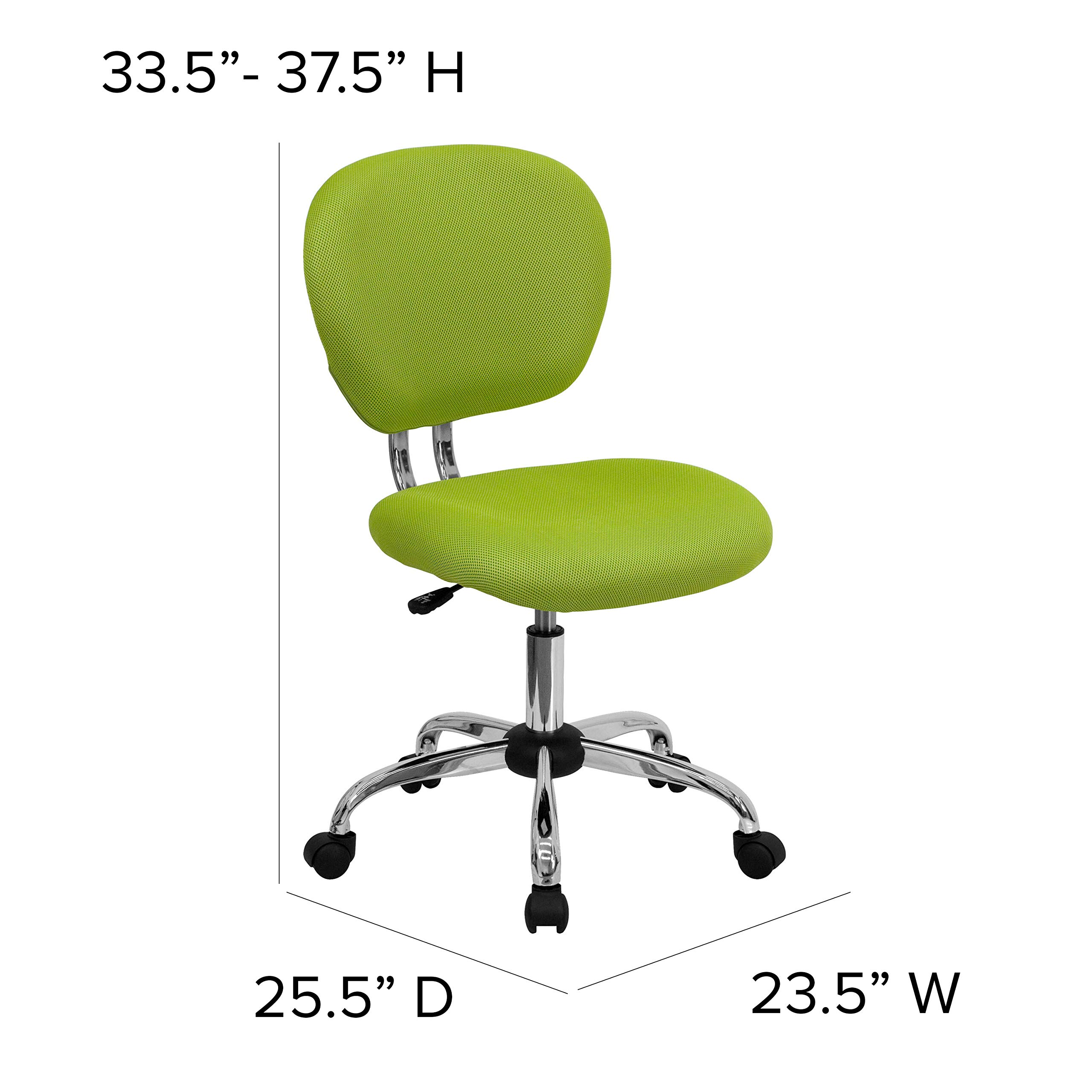 EMMA + OLIVER Mid-Back Apple Green Mesh Padded Swivel Task Office Chair with Chrome Base