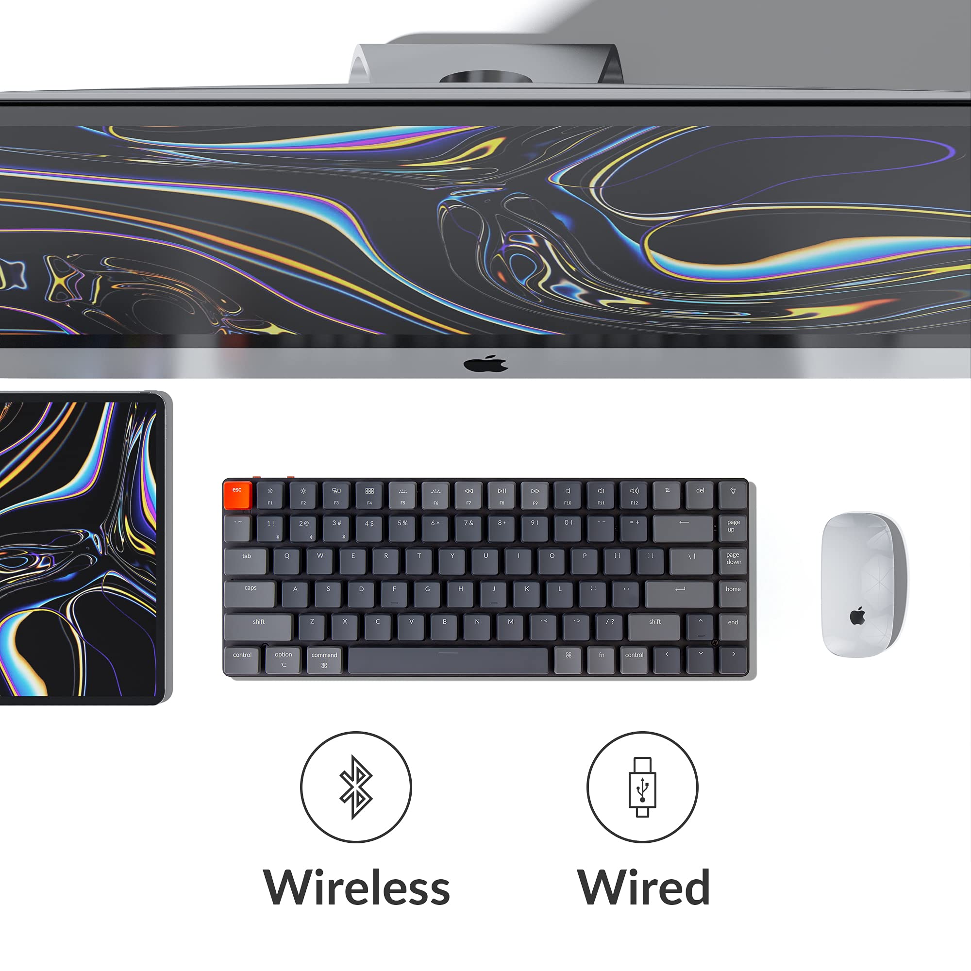 Keychron K3 75% Layout 84-Key Ultra-Slim Hot-Swappable Wireless Bluetooth Mechanical Keyboard with Low-Profile Keychron Optical Brown Switch/White LED Backlight/USB Wired for Mac Windows-Version 2