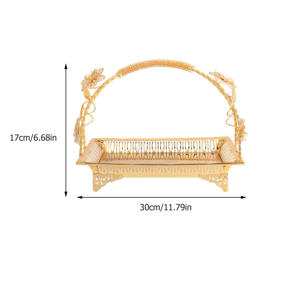 Cabilock Countertop Fruit Basket Bowl Vegetable Tray Iron Handle Fruit Basket European Style Metal Snack Serving Plate Nuts Bread Storage Tray Vintage Containers Dish Candy Holder
