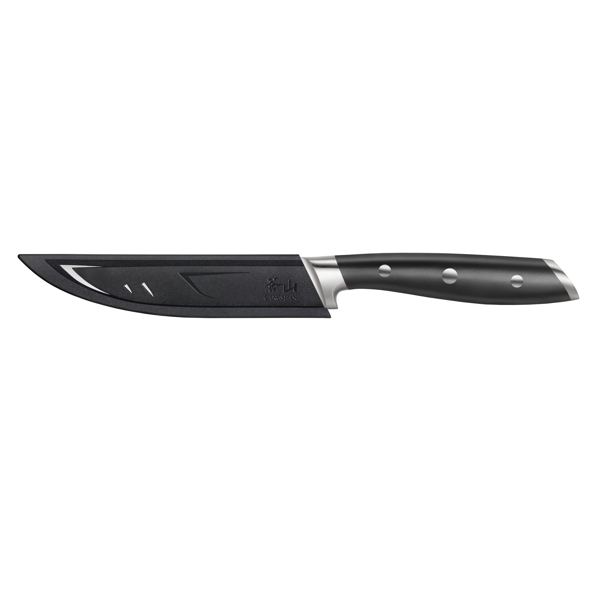 Cangshan ALPS Series 502780 German Steel Forged 4-Piece Steak Knife Set with Sheaths, Black