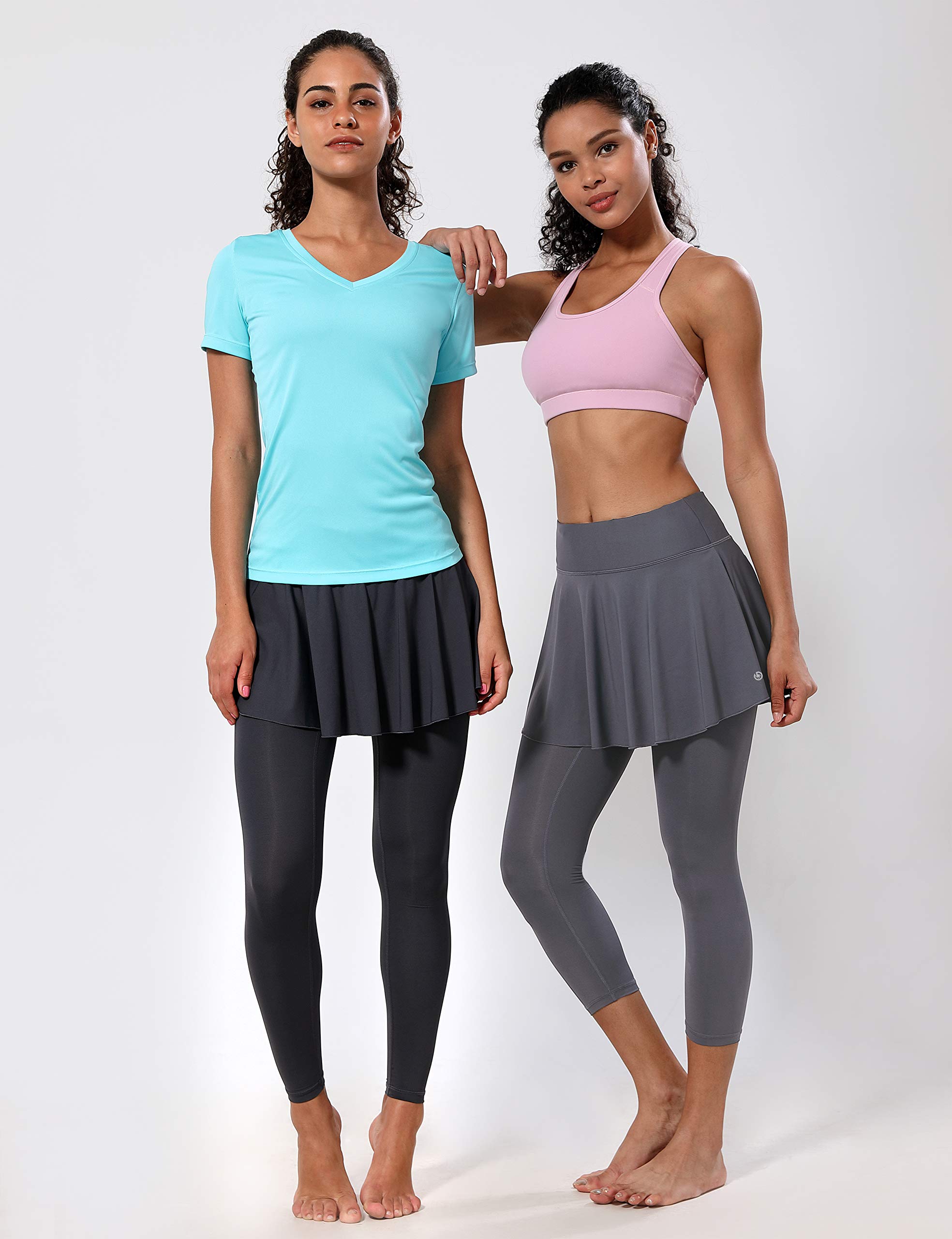 BUBBLELIME 5"/19"/26" XXS-XL Women's UPF 50+ Adjustable Running Skort - Pleated Skort Capris_Gray Small-19 Inseam(2)