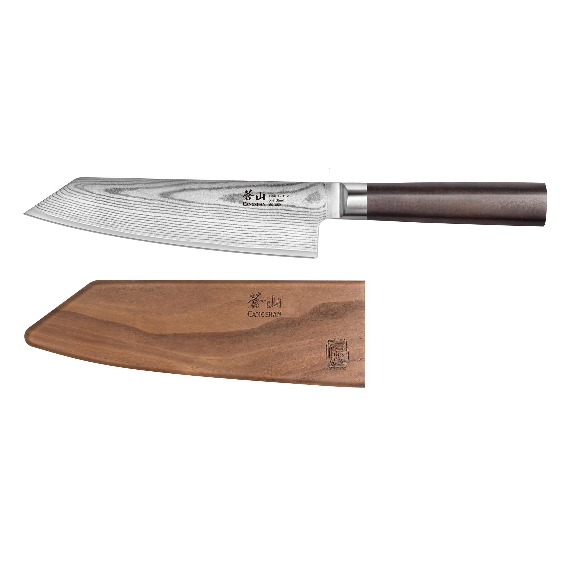 Cangshan HAKU Series 501059 X-7 Damascus Steel Forged 7-inch Kiritsuke Knife with Sheath
