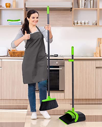 Broom and Dustpan Set, Broom and Dustpan, Broom and Dustpan Set for Home, Upgrade 52" Long Handle Broom with Stand Up Dustpan Combo Set for Office Home Kitchen Lobby Floor Use, Dust pan and Broom Set