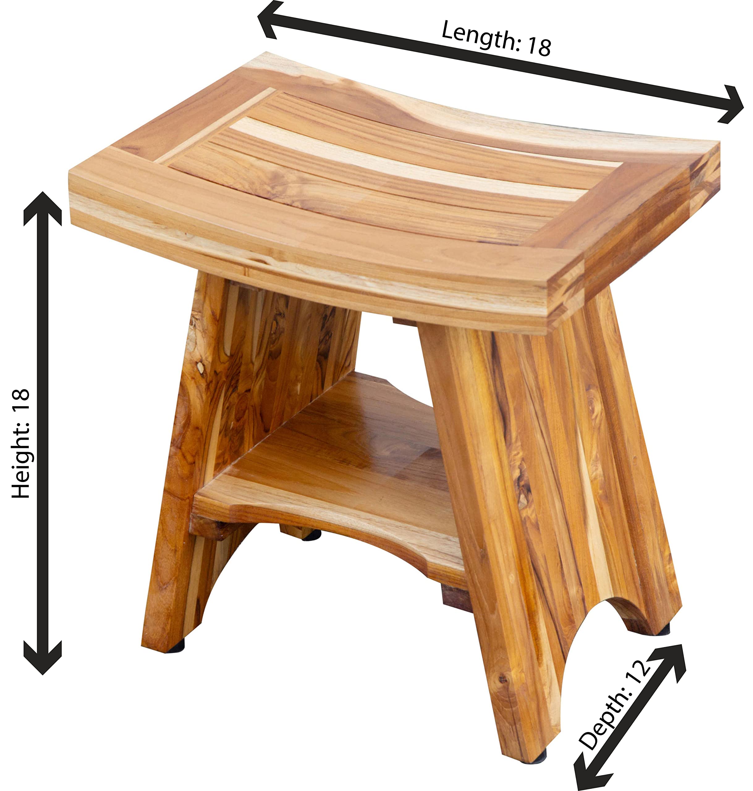 EcoDecors, 18 inch, Natural, Teak Shower Bench, Teak Shower Stool, Teak Bench Shower, Teak Shower Seat, Teak Shower Chair, Teak Stool, Shower Benches Teak