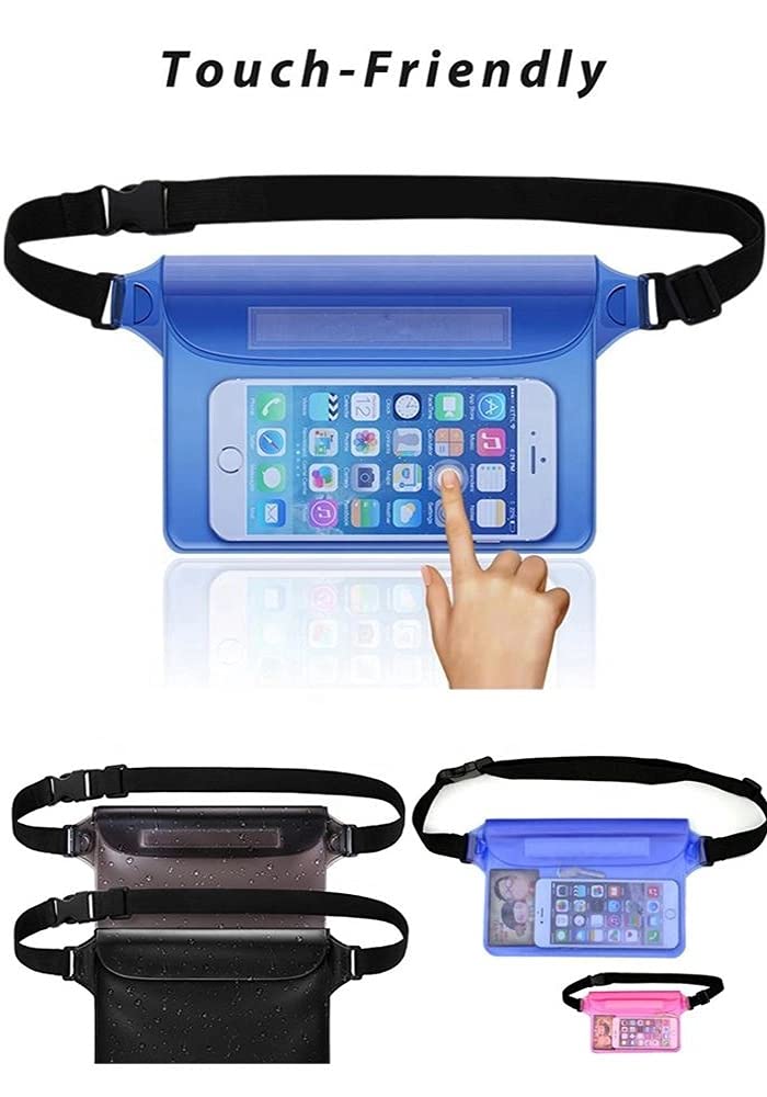 Beach Forward Waterproof Three Layer Pouch Fanny Pack With Adjustable Waist For Swimming, Hiking, and Fishing (Deep Blue)