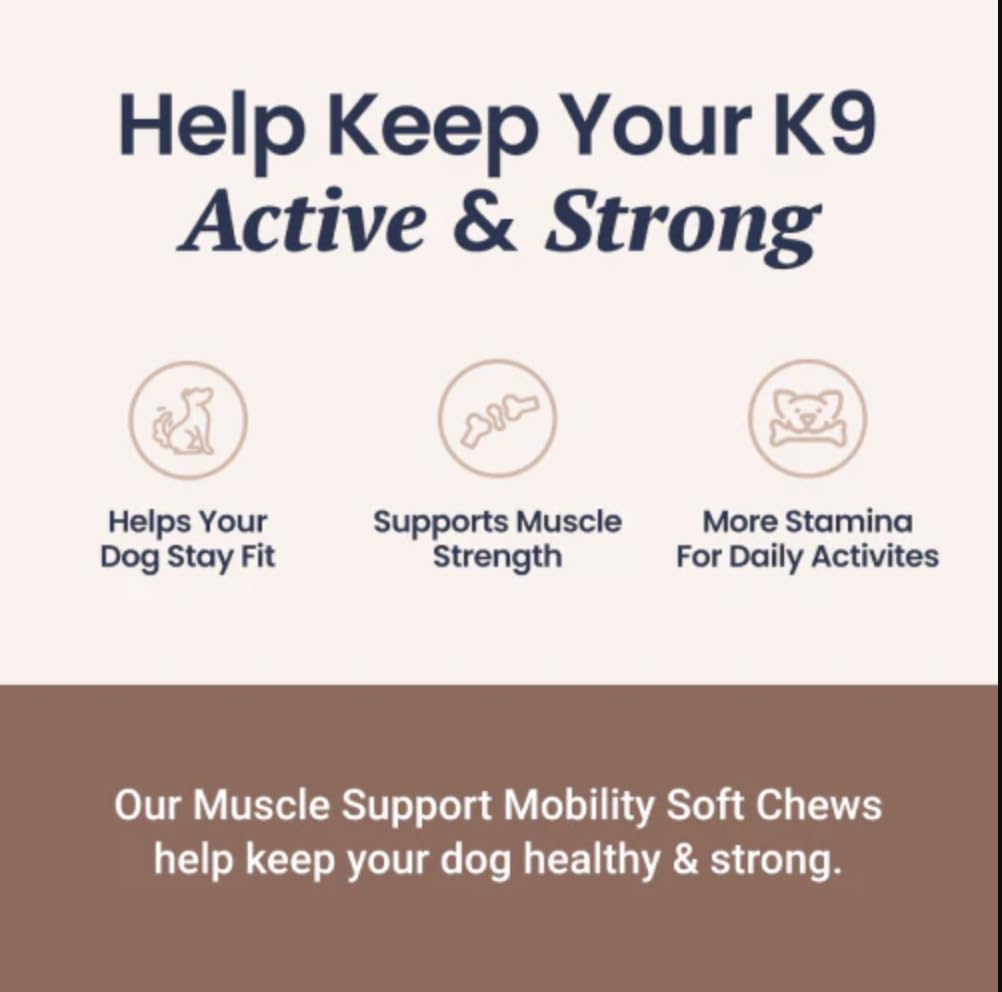 Holistapet Mobility Soft Chews, Amino Acids for Dogs, Supports Overall Health, Helps Maintain Activity, All Natural Ingredients (30 Count, Peanut Butter)